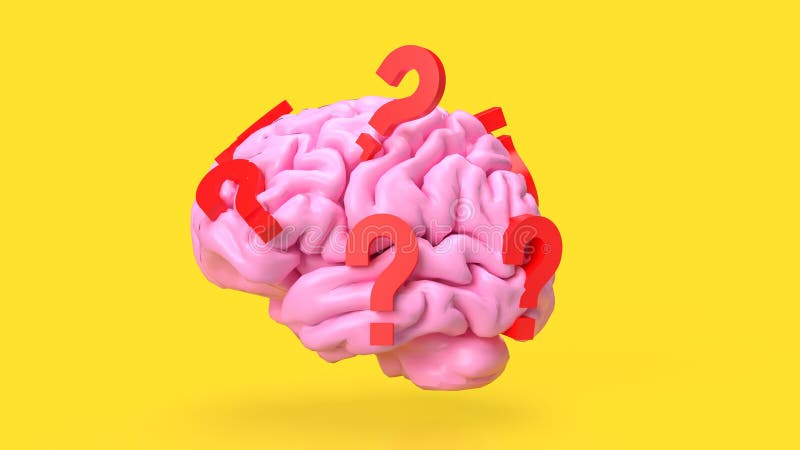 The Pink Brain and Red Question Mark for Sci or Education Concept 3d ...