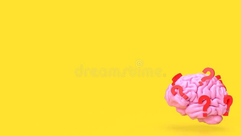 The Pink Brain and Red Question Mark for Sci or Education Concept 3d ...