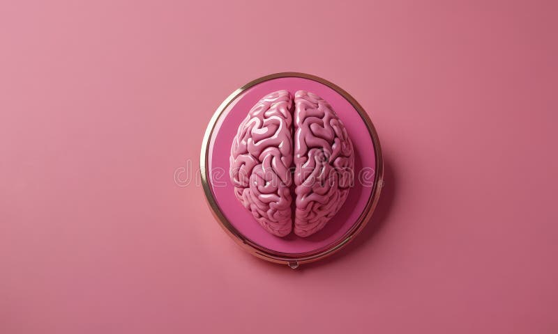 Pink Brain-shaped Object with Intricate Patterns Rests on Pink ...