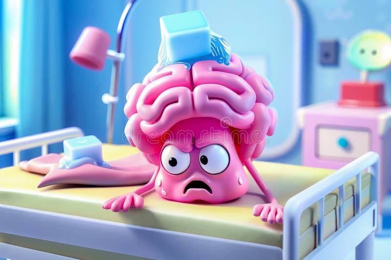 A Pink Brain Sitting on Top of a Hospital Bed Stock Photo - Image of ...