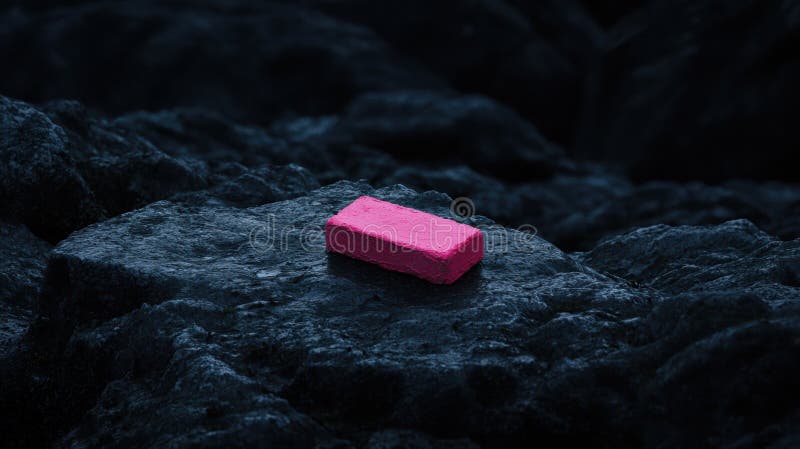 A Pink Brick Sits Atop a Dark Rock. Stock Photo - Image of contrast ...