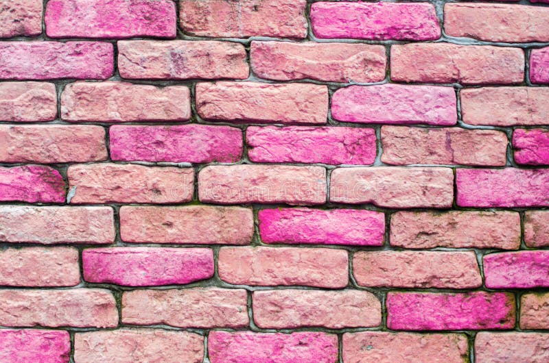 Pink Bricks, Texture, Background for Design, Horizontal Stock Photo ...