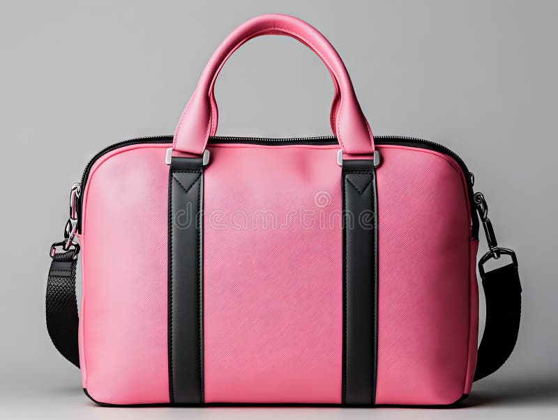 A Pink Briefcase with a Black Stripe on the Side Stock Photo - Image of ...