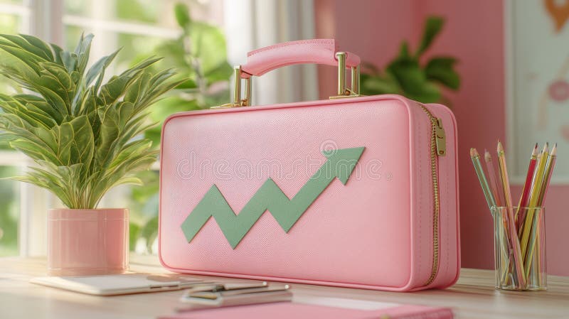 A Pink Briefcase that Has a Growth Chart Printed on Its Pastel-colored ...