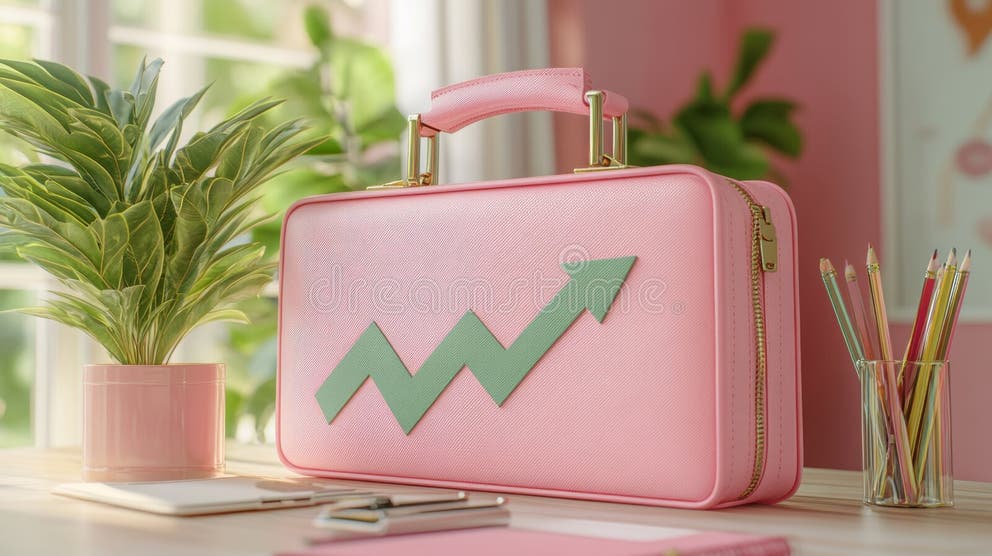 A Pink Briefcase that Has a Growth Chart Printed on Its Pastel-colored ...