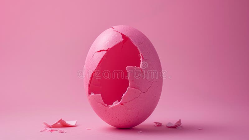 Pink Broken Egg Shell on Pink Background Stock Image - Image of ...