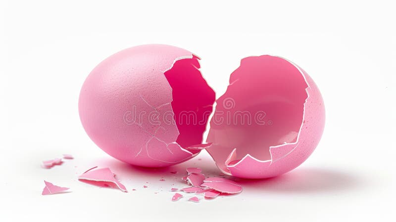 Pink Broken Egg Shell on White Background Stock Image - Image of ...