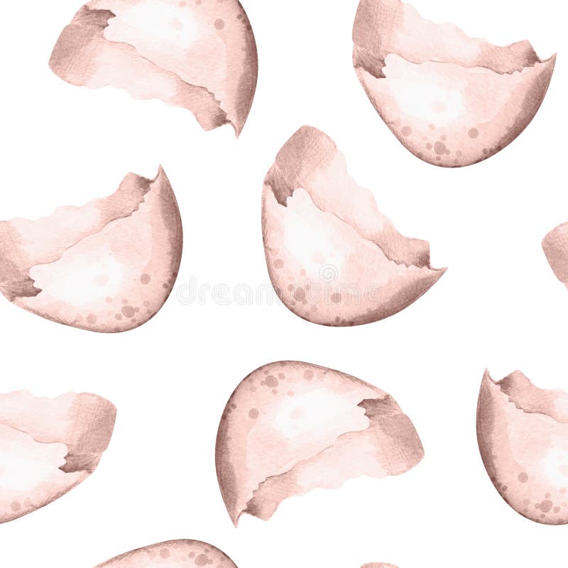 Pink Broken Eggshell Seamless Watercolor Pattern Stock Illustration ...