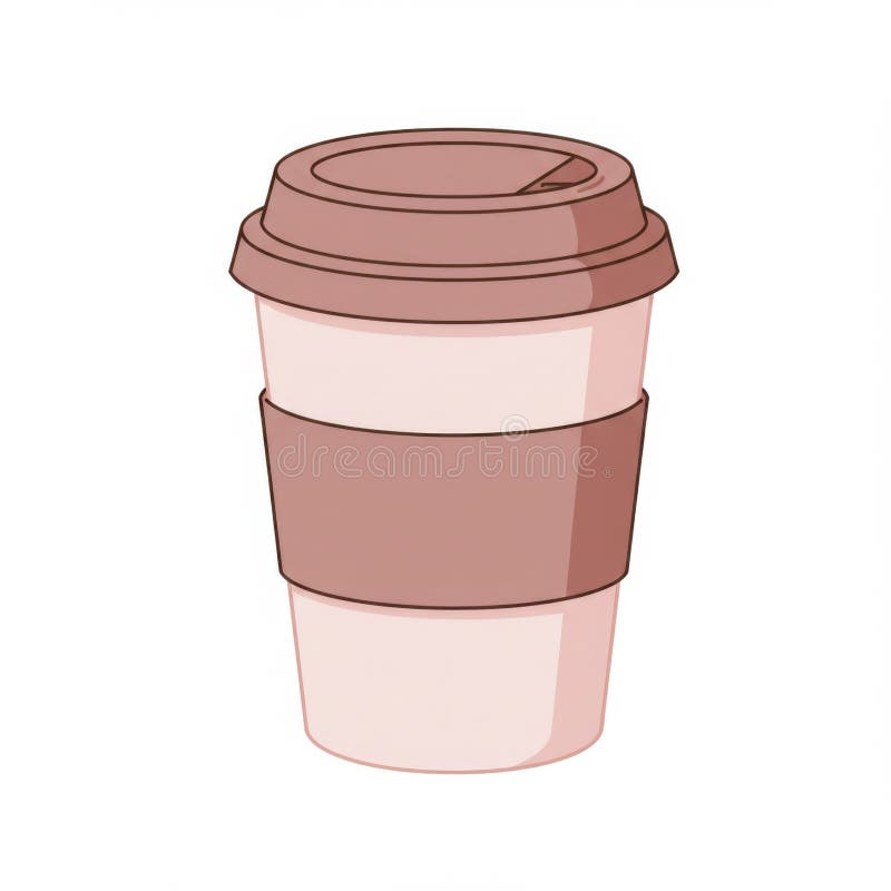 Pink and Brown Coffee Cup Illustration Stock Illustration ...