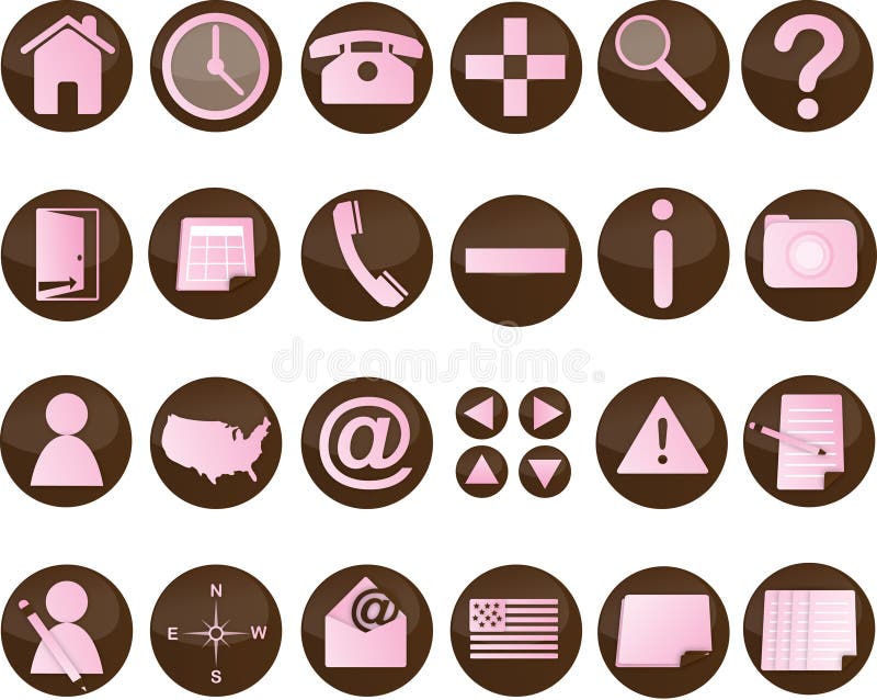Pink Brown Icons stock vector. Illustration of icons - 12698870