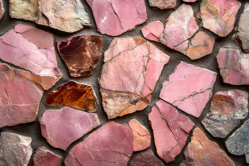 Pink and Brown Stone Wall Forming a Decorative Pattern Stock ...
