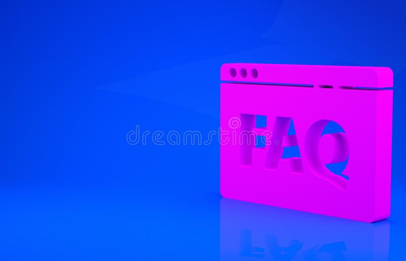 Pink Browser FAQ Icon Isolated on Blue Background. Internet ...