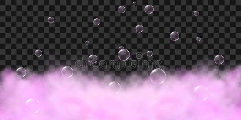 Pink Bubble Bath with Soap Bubbles Flying Up. Realistic 3D Vector ...
