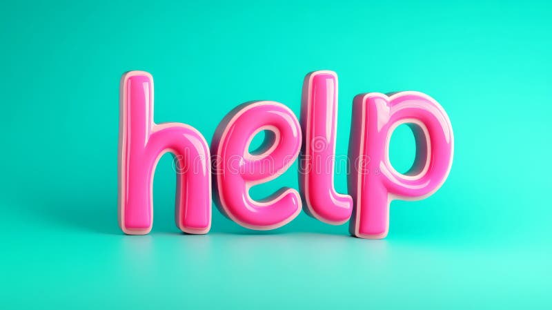 Pink Bubble Text Spelling Help on Turquoise Background Stock Photo ...