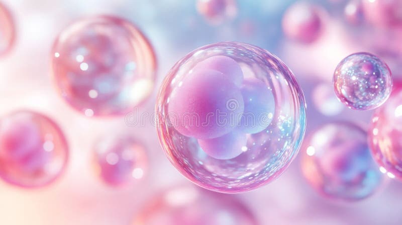 Pink Bubbles Encapsulating a Cluster of Smaller Bubbles Stock ...