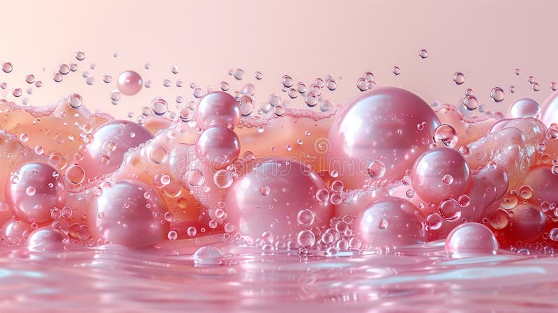 Pink Bubbles Floating Over Wavy Abstract Background Stock Image - Image ...