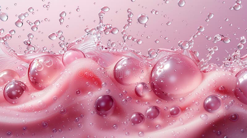 Pink Bubbles Floating Over Wavy Abstract Background Stock Image - Image ...