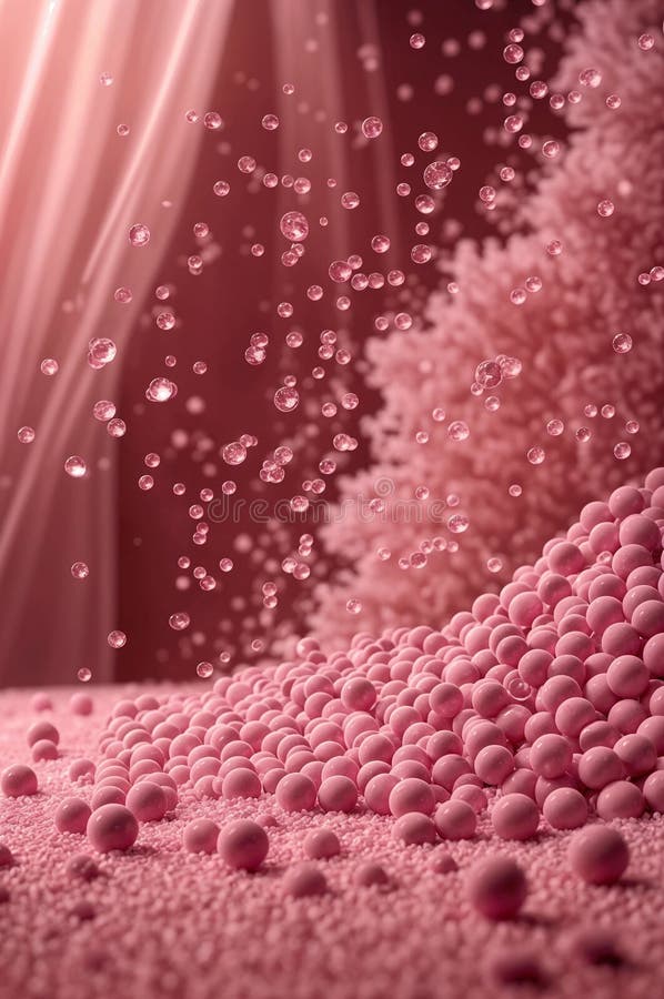 Pink Bubbles Scatter Across the Pink Surface. Generative AI. Stock ...
