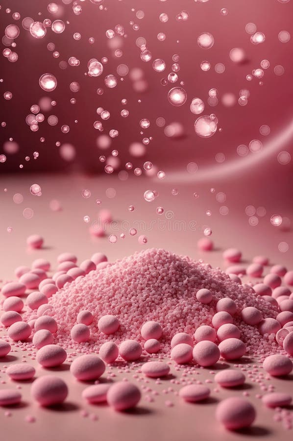 Pink Bubbles Scatter Across the Pink Surface. Generative AI. Stock ...