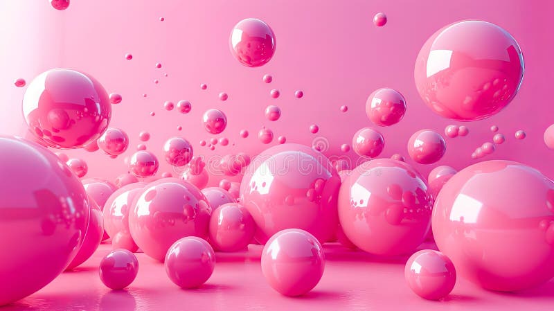 Pink Bubbles Wallpapers. a Pink Background with Bubbles and Cubes Stock ...