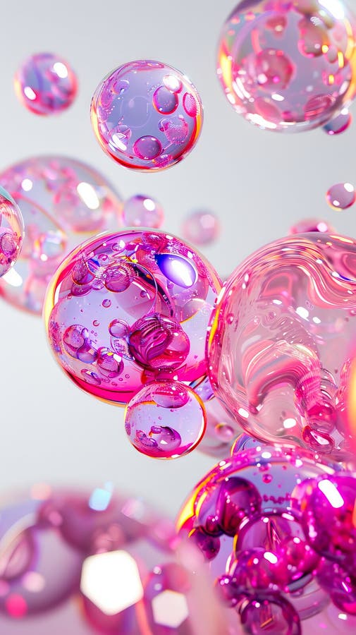 A Pink Bubbles with Water and Light Stock Image - Image of bubbles ...