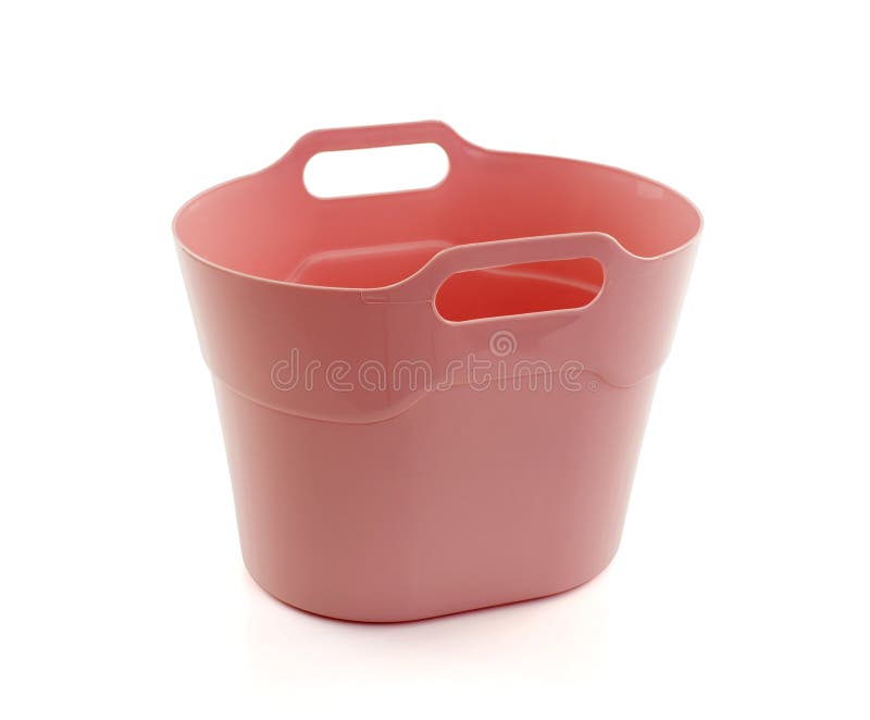 Pink Bucket Plastic White Background Stock Photo - Image of wash ...