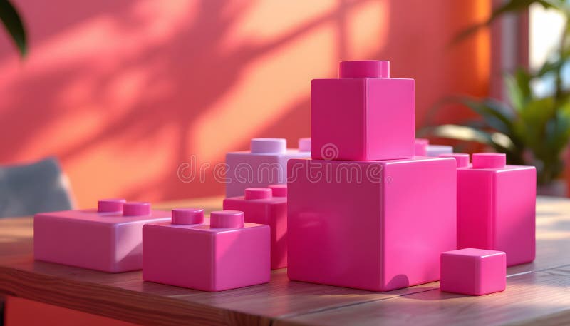 Pink Building Blocks: a Minimalist Composition in Warm Light Stock ...