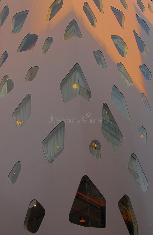 Pink Building Random Windows Stock Image - Image of modern, randomly ...