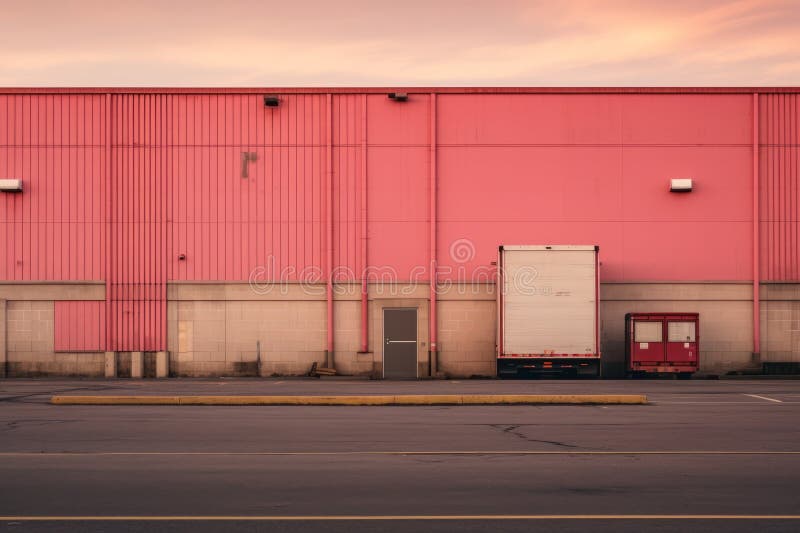 A Pink Building with a Truck Parked in Front of it Stock Illustration ...