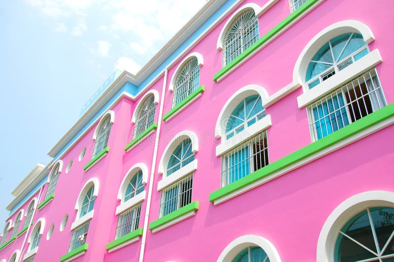 Old Pink Building on Venice Canal Stock Photo - Image of destination ...