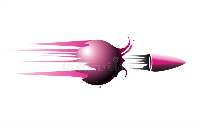 Pink Bullet Icon Isolated on Blue Background. Minimalism Concept Stock ...