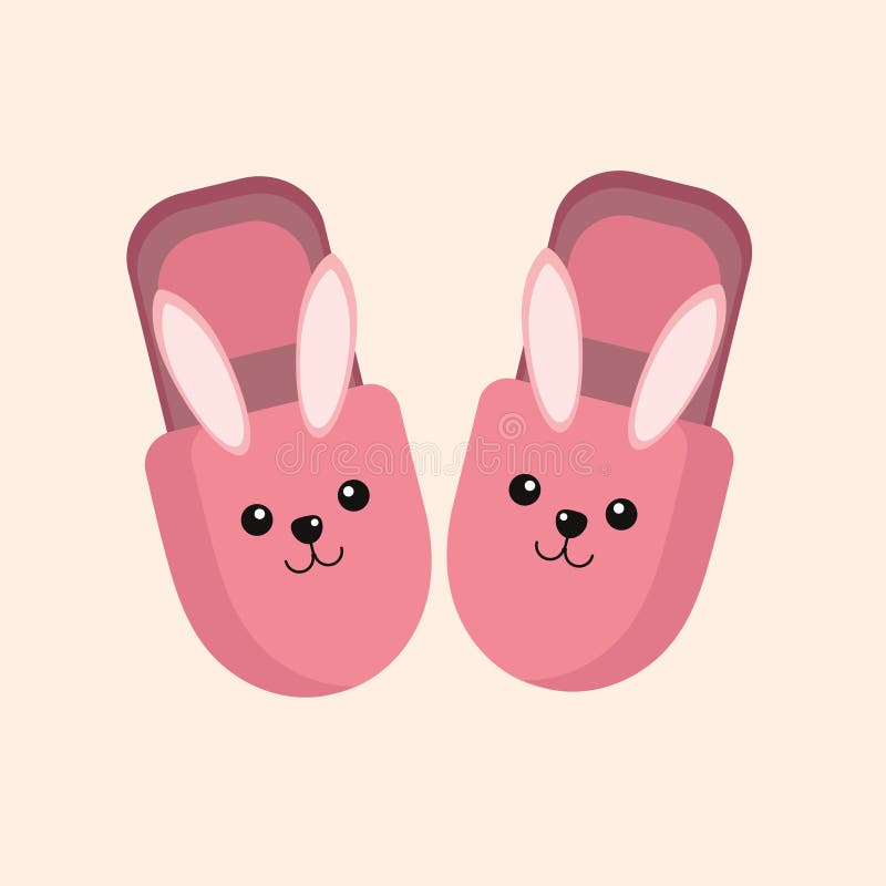 Pink Bunny Slippers for Use in Clipart Stock Vector - Illustration of ...
