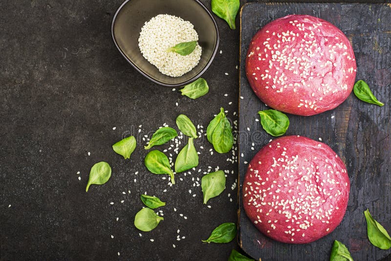 Pink Buns for the Vegetable Burger on the Basis of Beet with Sesame ...