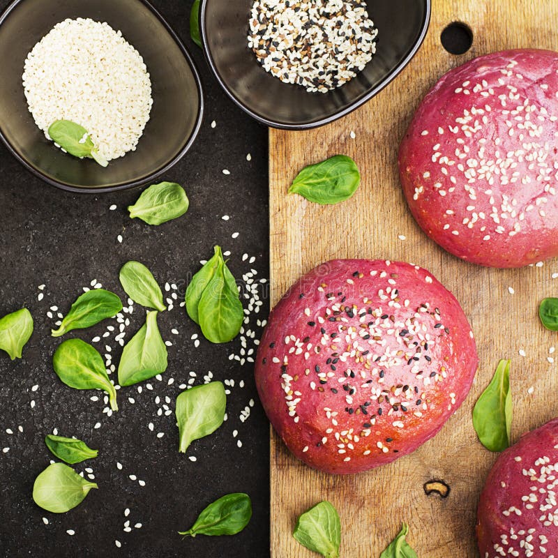 Pink Buns for the Vegetable Burger on the Basis of Beet with Sesame ...