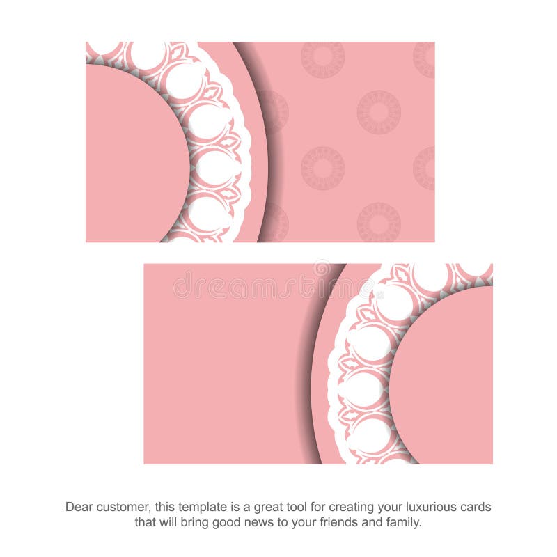 Pink Business Card with Greek White Pattern for Your Business. Stock ...