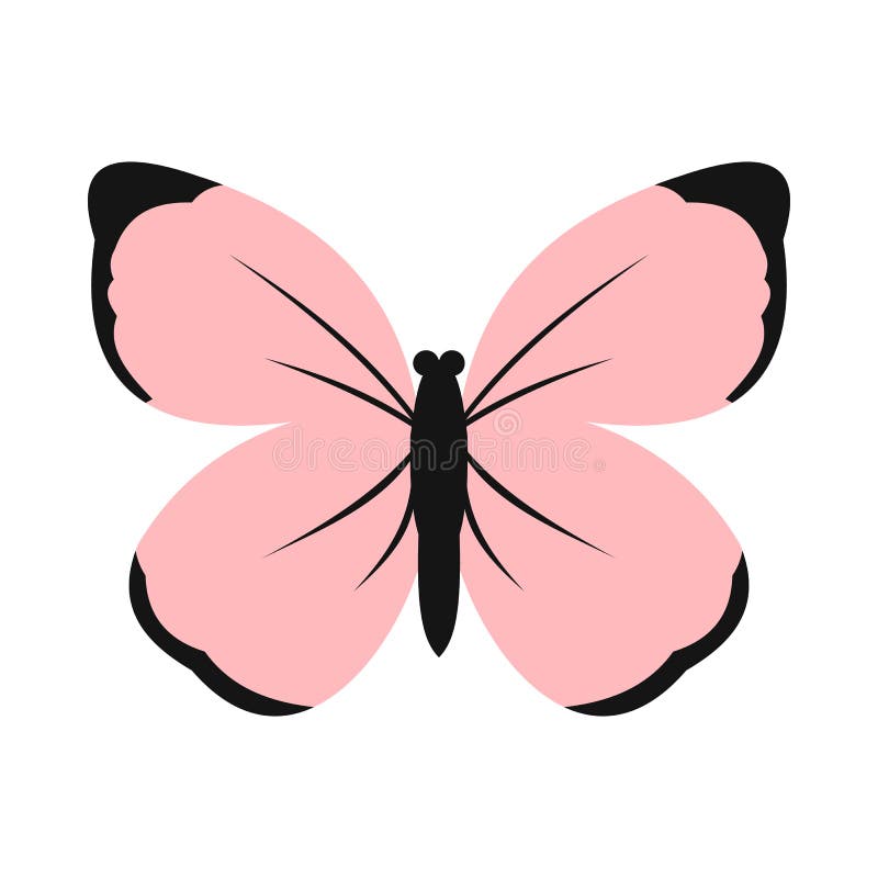 Pink Butterfly Icon, Flat Style Stock Vector - Illustration of beauty ...