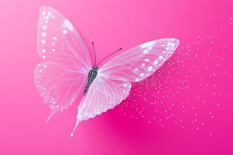 Pink Butterfly Sparkle Delicate Translucent Butterfly Pink Background ...