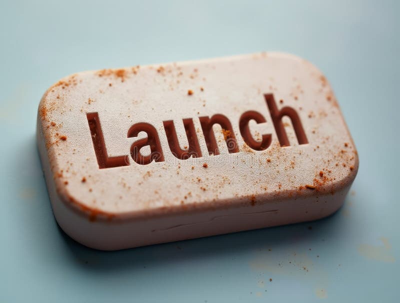 Pink Button Showing the Word Launch is Ready To Be Pressed Stock ...