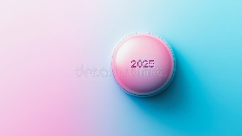 Pink Button with the Year 2025 on Light Blue Background Stock Photo ...