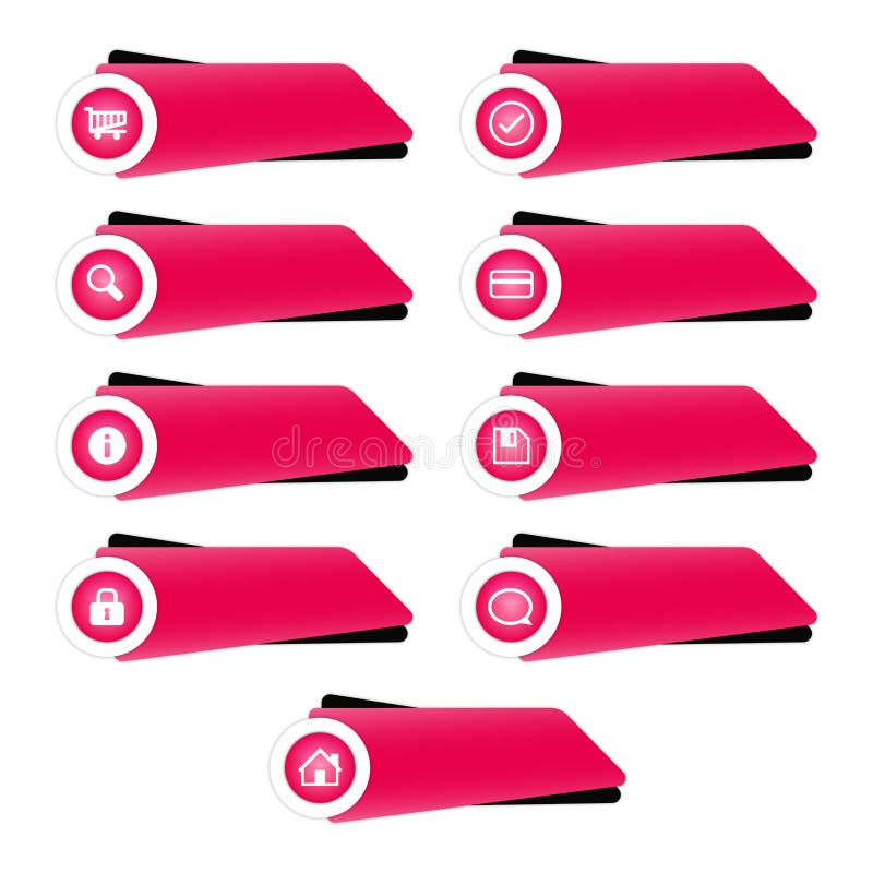 Pink Buttons and Icon Set for Decorating. Stock Vector - Illustration ...