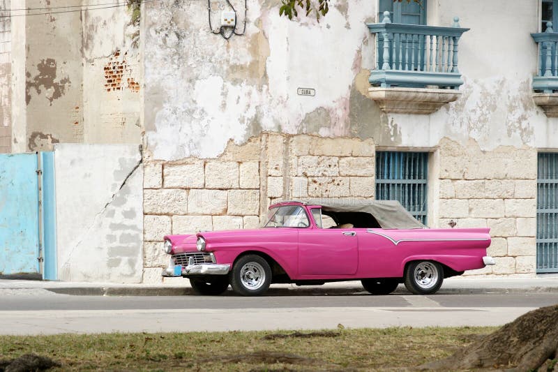 Pink cabrio in Havana stock image. Image of newly, vehicle - 8964617