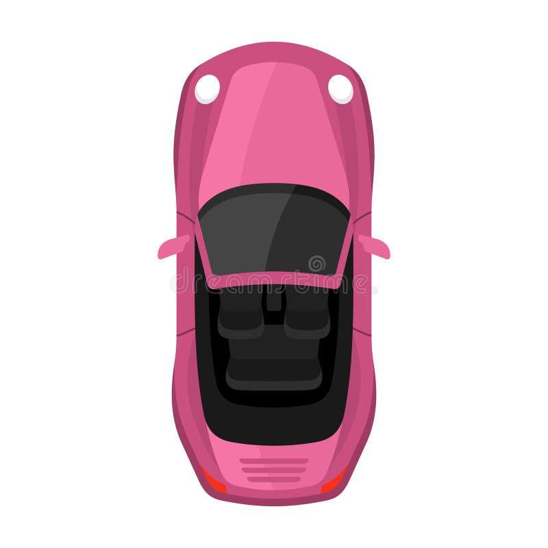 Pink Cabriolet Car Top View Vector Illustration. Cabrio Car ...