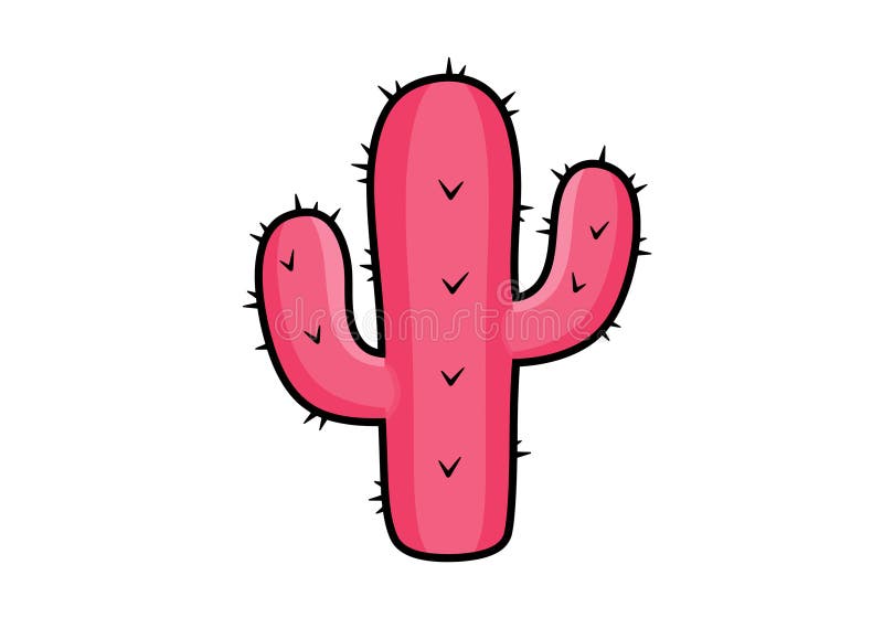 Pink cactus clipart stock vector. Illustration of thorns - 367512188