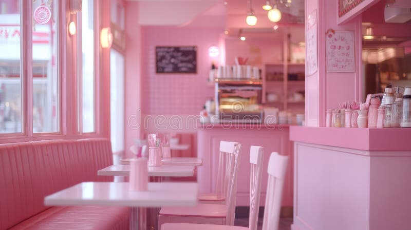 Pink Cafe Interior.Blending Style and Comfort in Your Space Stock ...