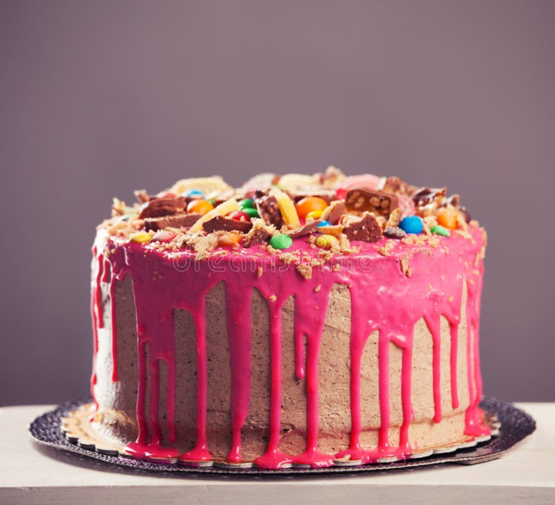Pink cake stock image. Image of candy, ornate, chocolate - 229032971