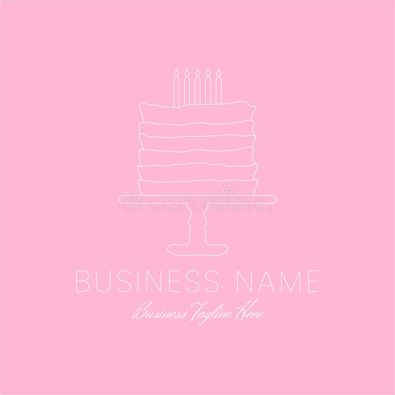 Pink Cake Outline Logo for Bakery Stock Vector - Illustration of ...
