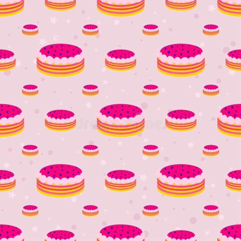 Pink Cake Seamless Background Stock Vector - Illustration of cake ...