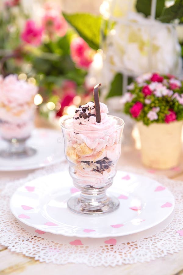 Pink Cake Souffle in a Glass Stock Image - Image of cakes, heart: 66562345