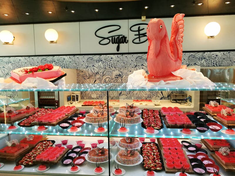 Pink Cakes Shelf editorial stock photo. Image of pink - 114539593