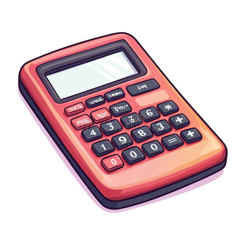 A Pink Calculator with a Blank Screen and Number Buttons is Shown at an ...